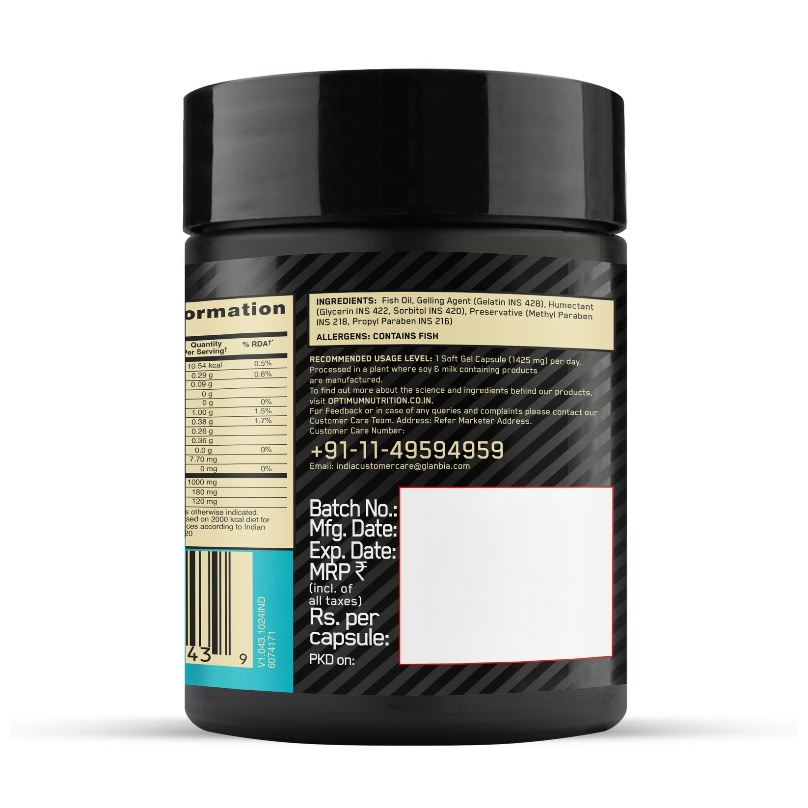 Optimum Nutrition (ON) Fish Oil - 60 Capsules, 1000 mg Fish Oil, 180 m