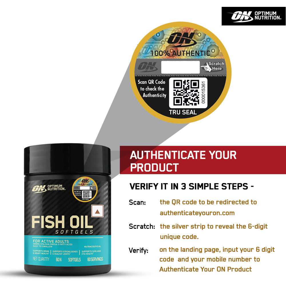 Optimum Nutrition (ON) Fish Oil - 60 Capsules, 1000 mg Fish Oil, 180 m