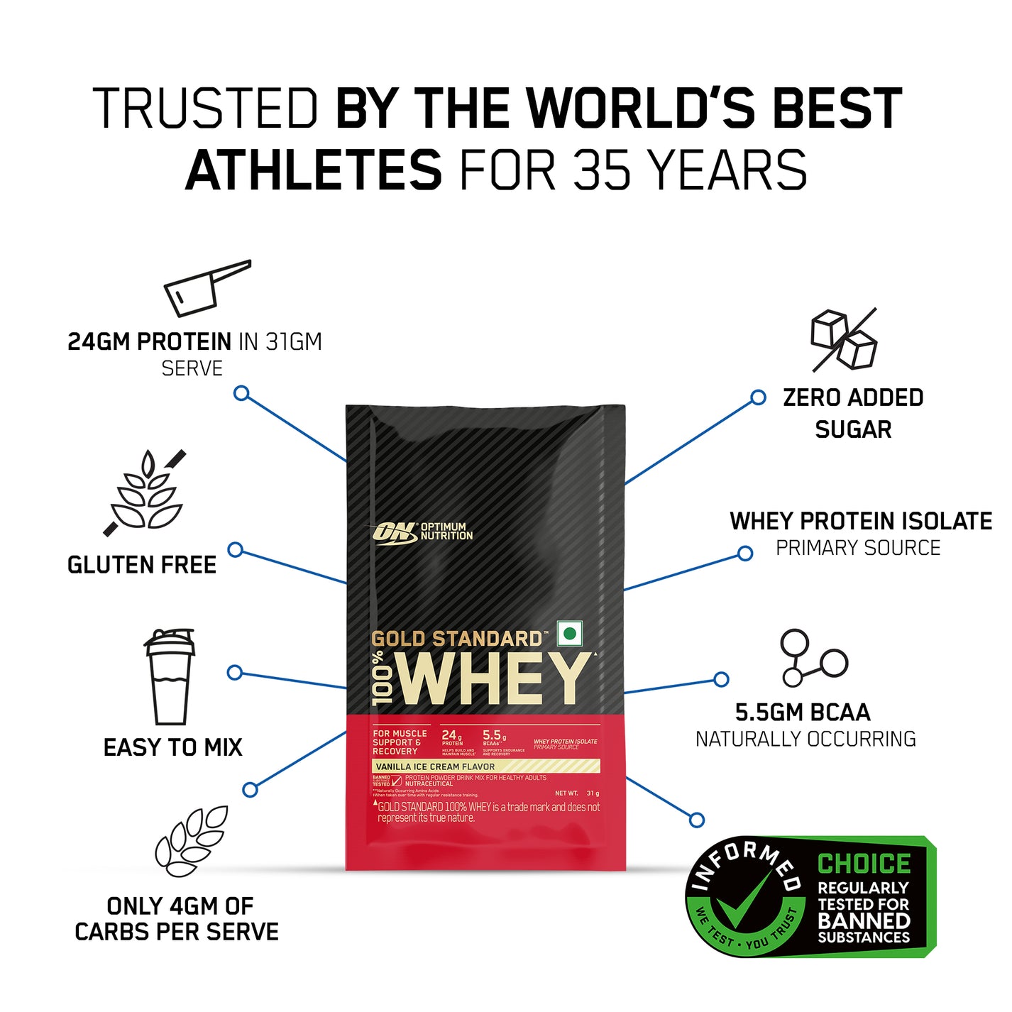 Gold Standard 100% Whey Vanilla Ice Cream - Pack of 5 - ON